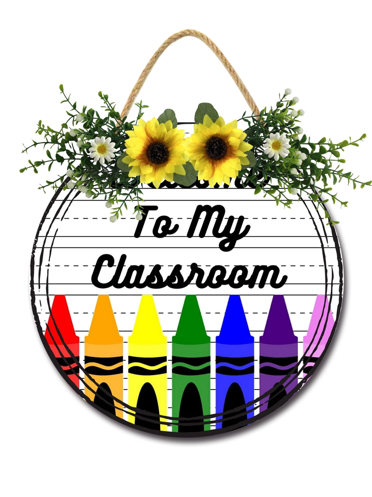 Eveokoki Welcome To My Classroom Front Door Sign Funny Wreaths Hanging ...
