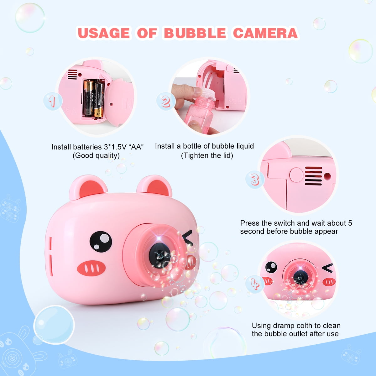 Buy Bubble Maker Portable Baby Bubble Machine Cute Cartoon Pig Battery ...