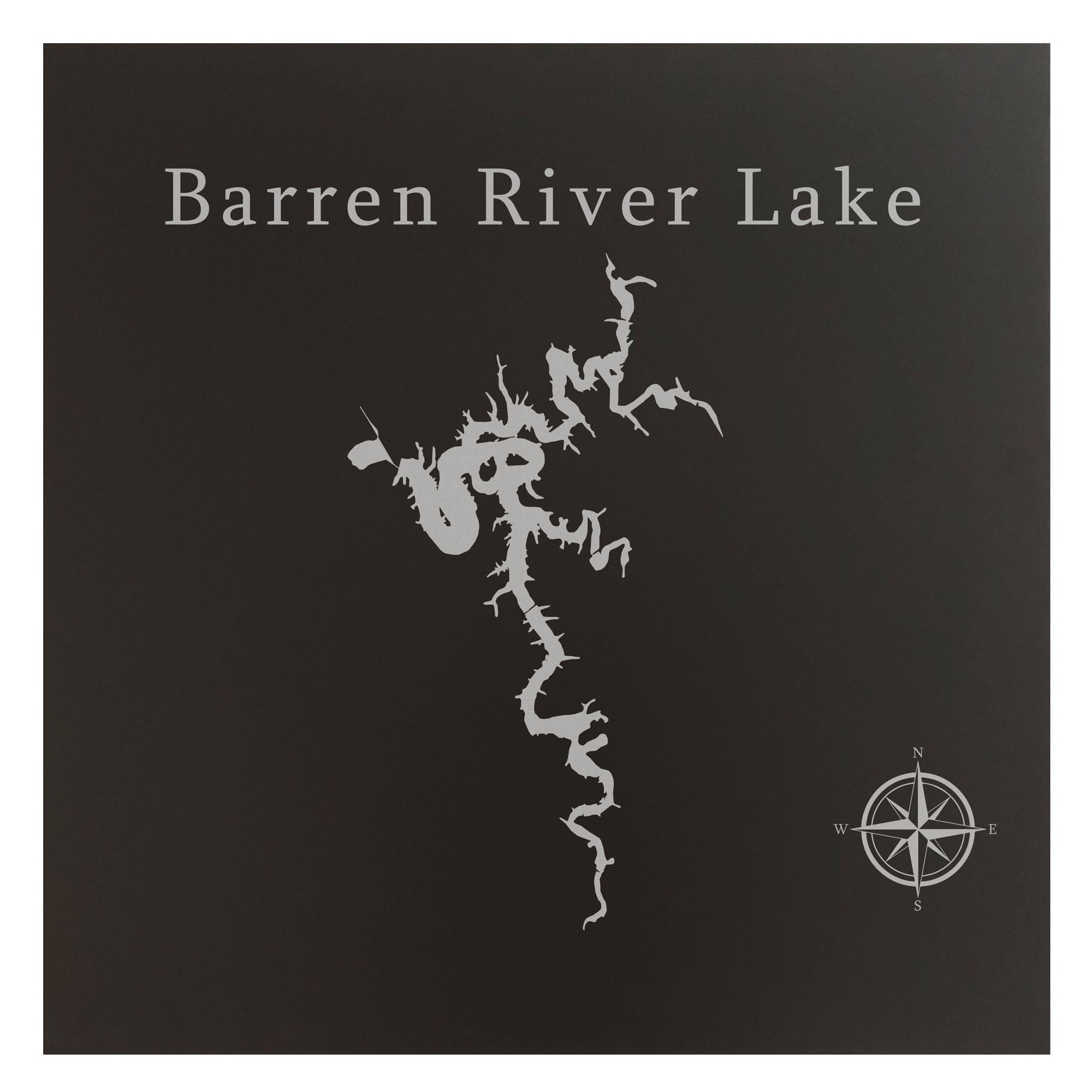 Barren River Lake Map 12x12" Black Metal Wall Art Office Decor Gift Engraved Kentucky - Walmart.com