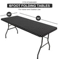 Black Grid Pattern Vinyl Tablecloth, Elastic Fitted Flannel Backed ...