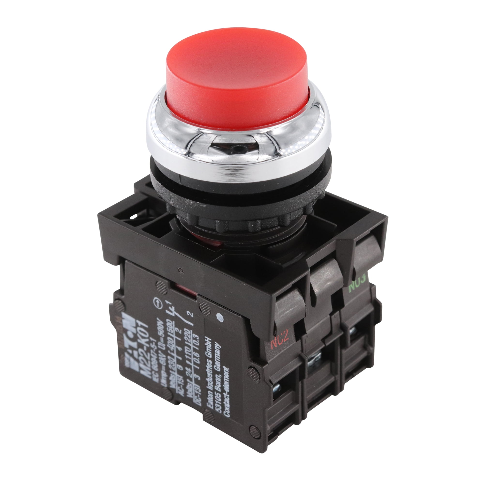Eaton - M22M-DLH-R-K11-R - 22mm LED 1NO/1NC Illuminated Push Button ...