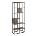 Walker Edison Modern Industrial Asymmetric 5 Shelf Bookcase, Grey Wash ...