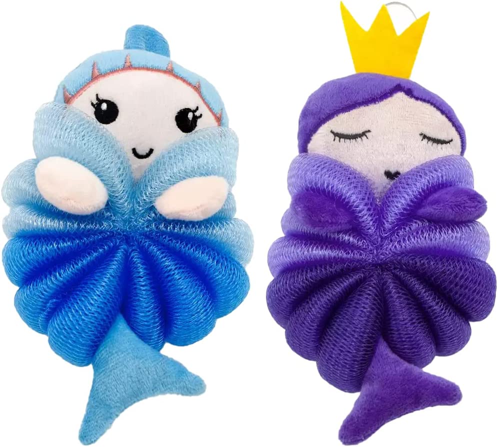 2 Pack Cute Loofah Fun Colorful Cartoon Design Mesh Pouf 7\u201d x 4 ...