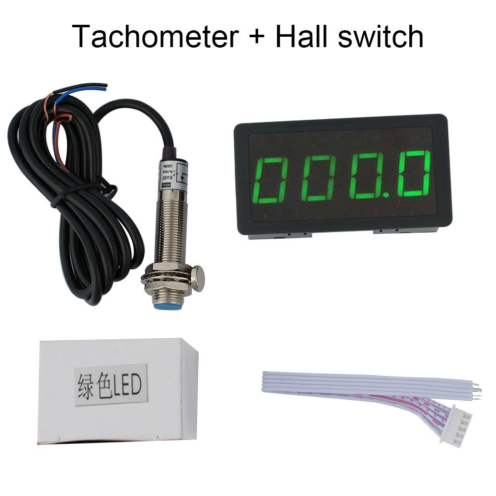 4 Digital LED Tachometer RPM Speed Meter + Hall Proximity Switch Sensor ...