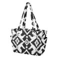 Black Symmetrical Abstract Patterns Women's Quilted Tote HandBag Beach ...
