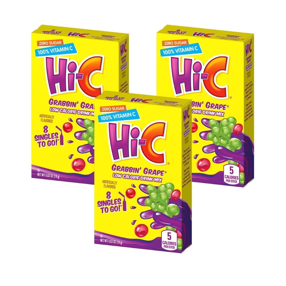 Hi-C Sugar Free Grabbin’ Grape Drink Mix, 0.63 oz, 8 CT (Pack-3 ...