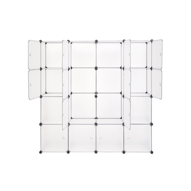 Modular Closet Organizer Plastic Cabinet, 16 Cube Wardrobe Cubby ...