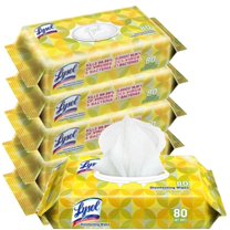 Lysol Antibacterial Disinfectant Wipes, Lemon & Lime Blossom, 80ct, Pack of 6 - Multi Surface ...