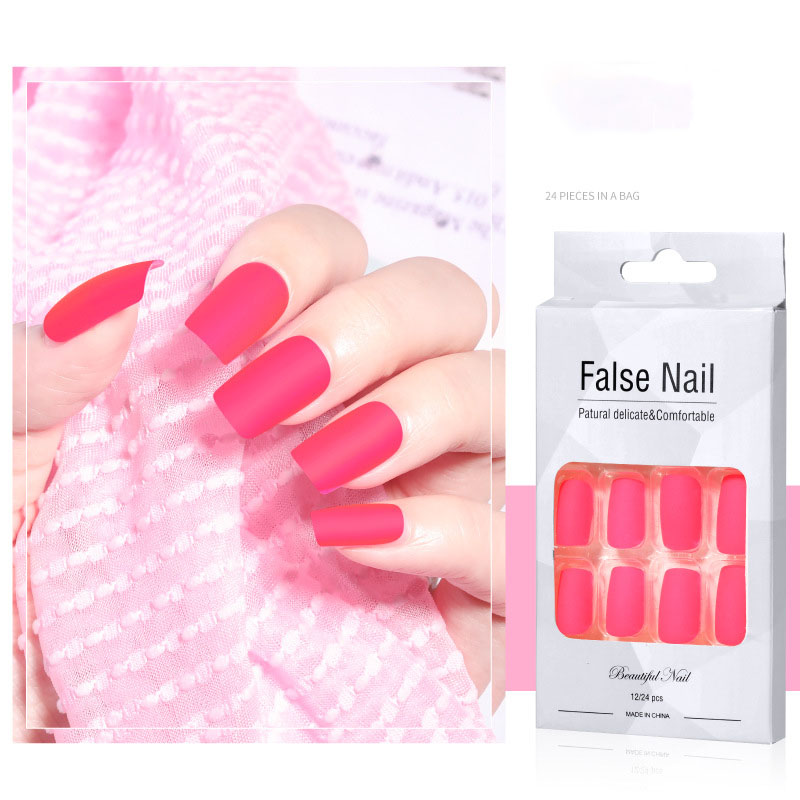 24Pcs Fake Square Nails Luminous Neon Fluorescence Ballerina Press On ...