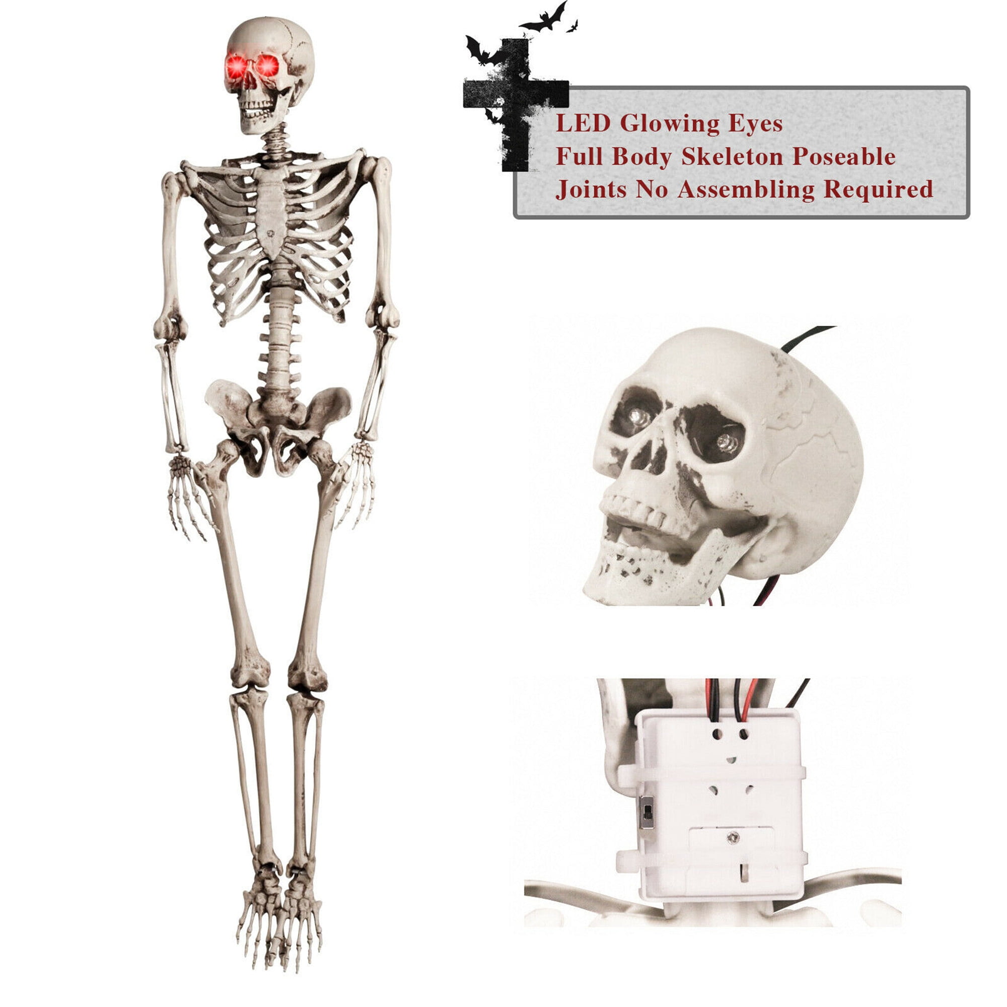 Buy 5.6ft Posable Full Life Size Skeleton Plastic Beige House Hunted ...