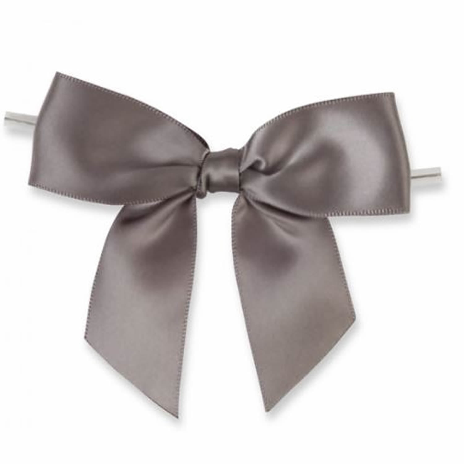 Weststone 50pcs Satin Grey Bows 3 1/2" Span x 2" Tail, Ribbon Width 1 ...