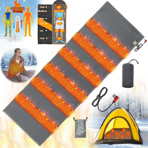 Heated Sleeping Bag Liner - USB Battery Powered Heating Pad for ...