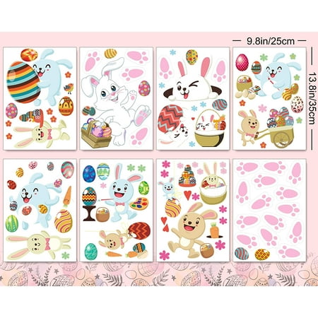Easter Decorations Bunny Window Sticker Clings Easter Egg Bunny and ...