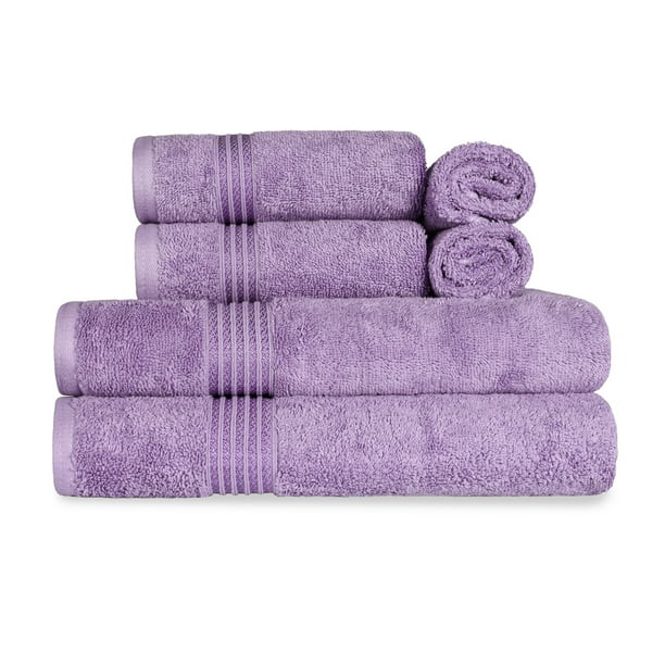 Superior Egyptian Cotton Absorbent 6-Piece Royal Purple Towel Set ...