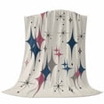 Colorful Stars Fleece Throw Blanket Vintage Navy Blue Pink Grey Star ...