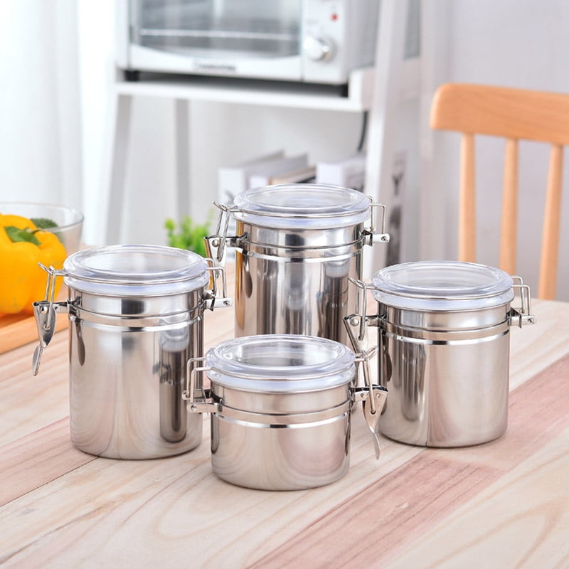 CABINA HOME Stainless Steel Air Tight Canister with Clear Lid, Food ...