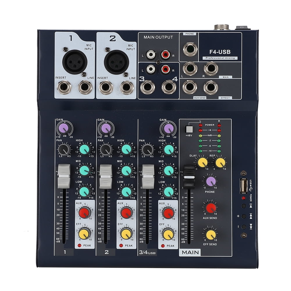 4 Channel Stage Mixer, Durable USB Mixer, Portable F4-USB For Home US ...