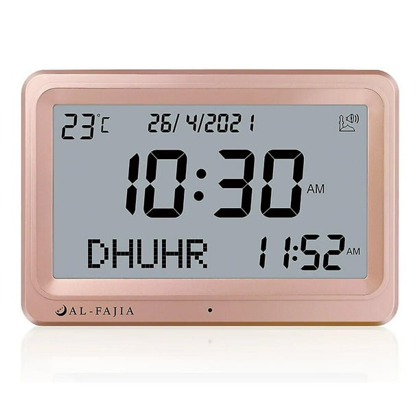 Al-fajia/al-fatiha Athan Muslim Clock With Hijri Calendar Azan Prayer ...