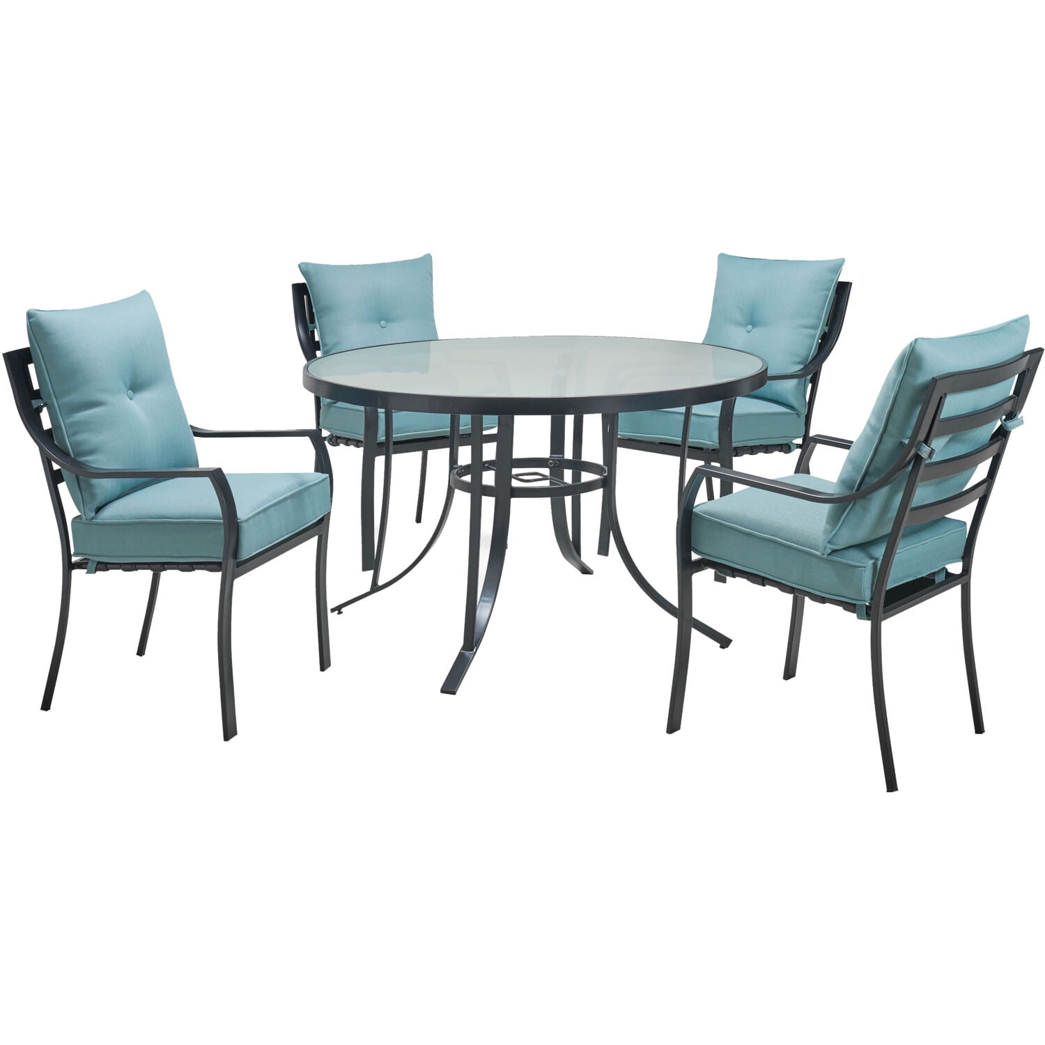 Hanover Lavallette 5-Piece Dining Set in Ocean Blue with 4 Stationary ...