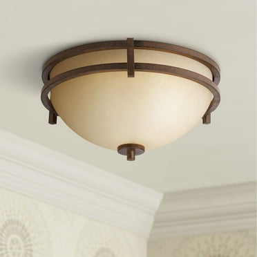Franklin Iron Works French Scroll Rustic Farmhouse Ceiling Light Semi ...