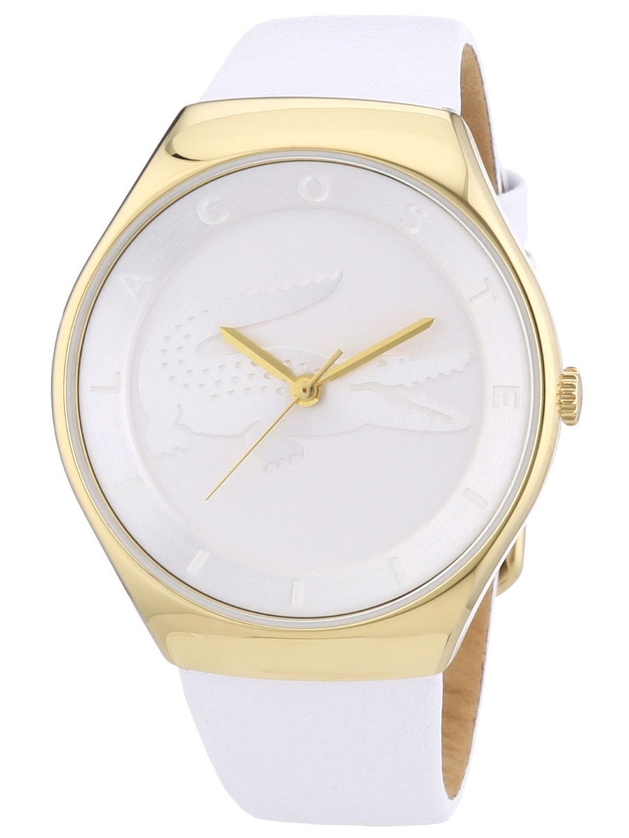 Lacoste - 2000763 Women's Valencia White Dial Yellow Gold Plated Steel ...