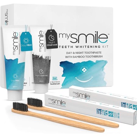 Day & Night Teeth Whitening Kit - with 60ml Each Aloe Vera Toothpaste ...