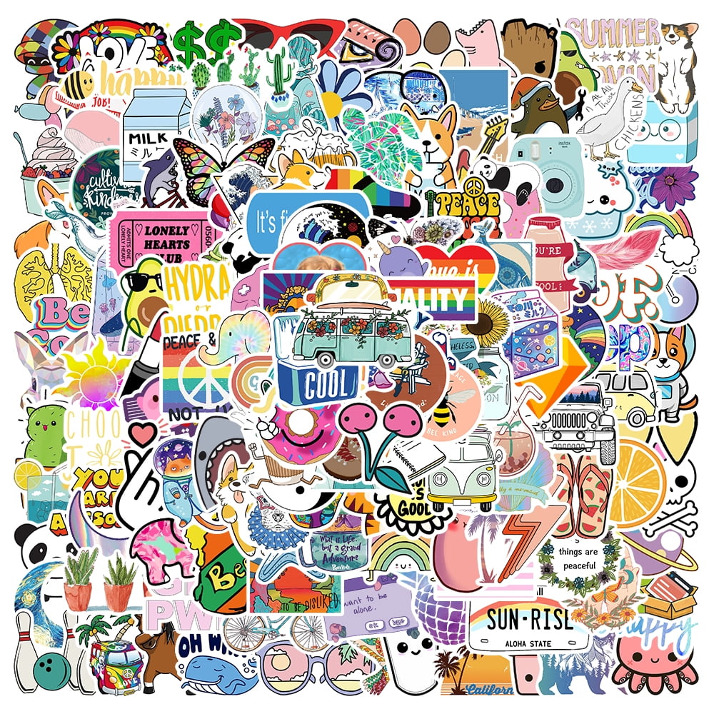 Mukay 200Pcs Cute Colorful Stickers Pack, Waterproof Cute Cool Teens ...