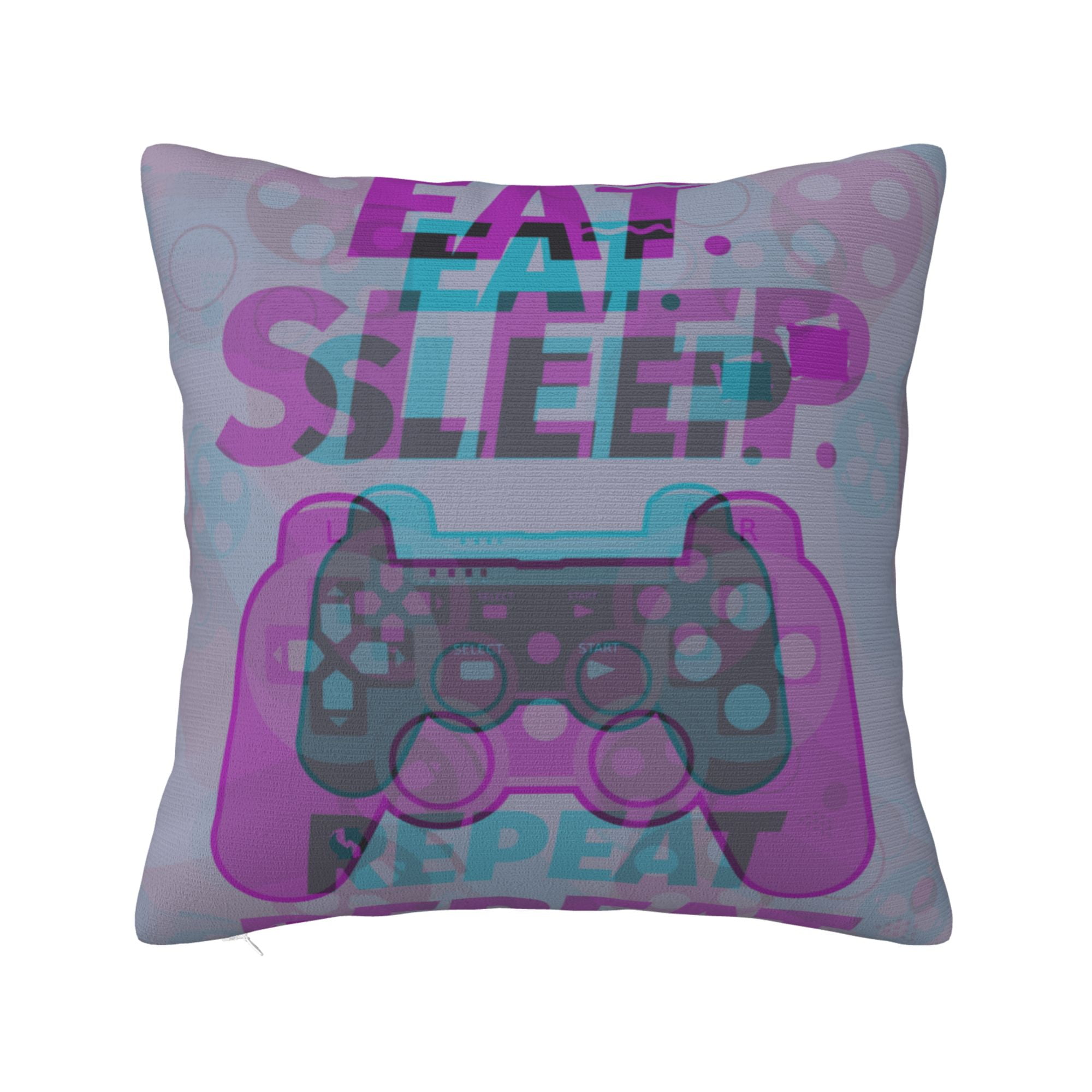 ZICANCN Eat Sleep Game Repeat Cartoon Two Color Fuchsia Throw Pillow ...