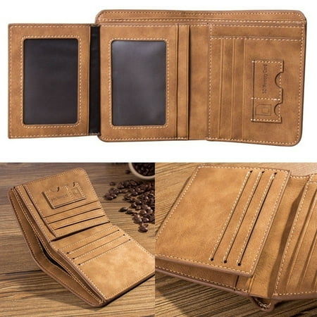 Mens Leather Bifold Wallet Slim Hipster Cowhide Credit Card and Inserts ...