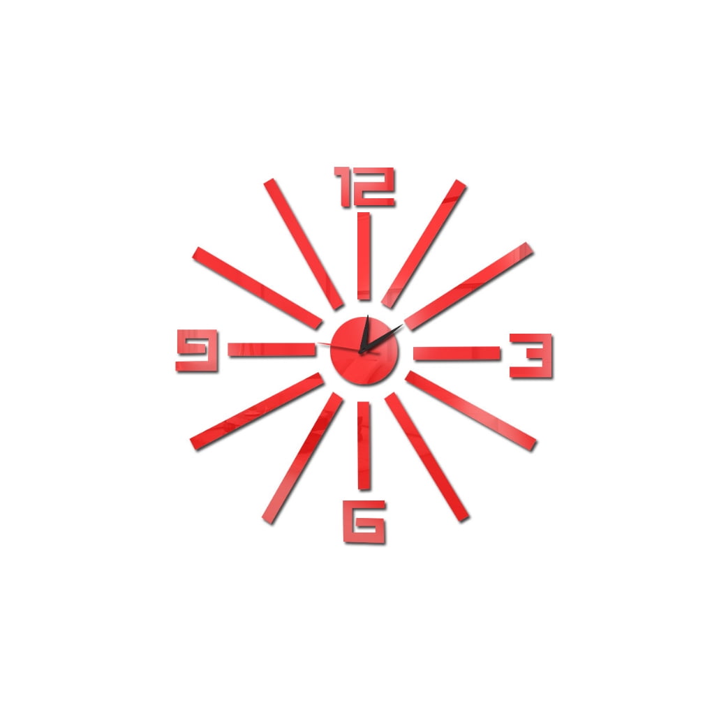 homeholiday Large Number Mirrored Sticker Clock DIY Acrylic Wall Mirror ...