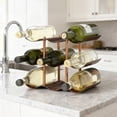 Countertop Wine Rack, 9 Bottle Storage Holder, 3-Tier Wavy Iron Display ...