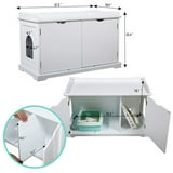Pefilos 37" Enclosed Litter Box Enclosure Hidden Cat Washroom Bench,Cat ...