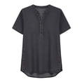 HongQid Women's Denim Henley Shirt Short Sleeve Tunic Tops with Side ...