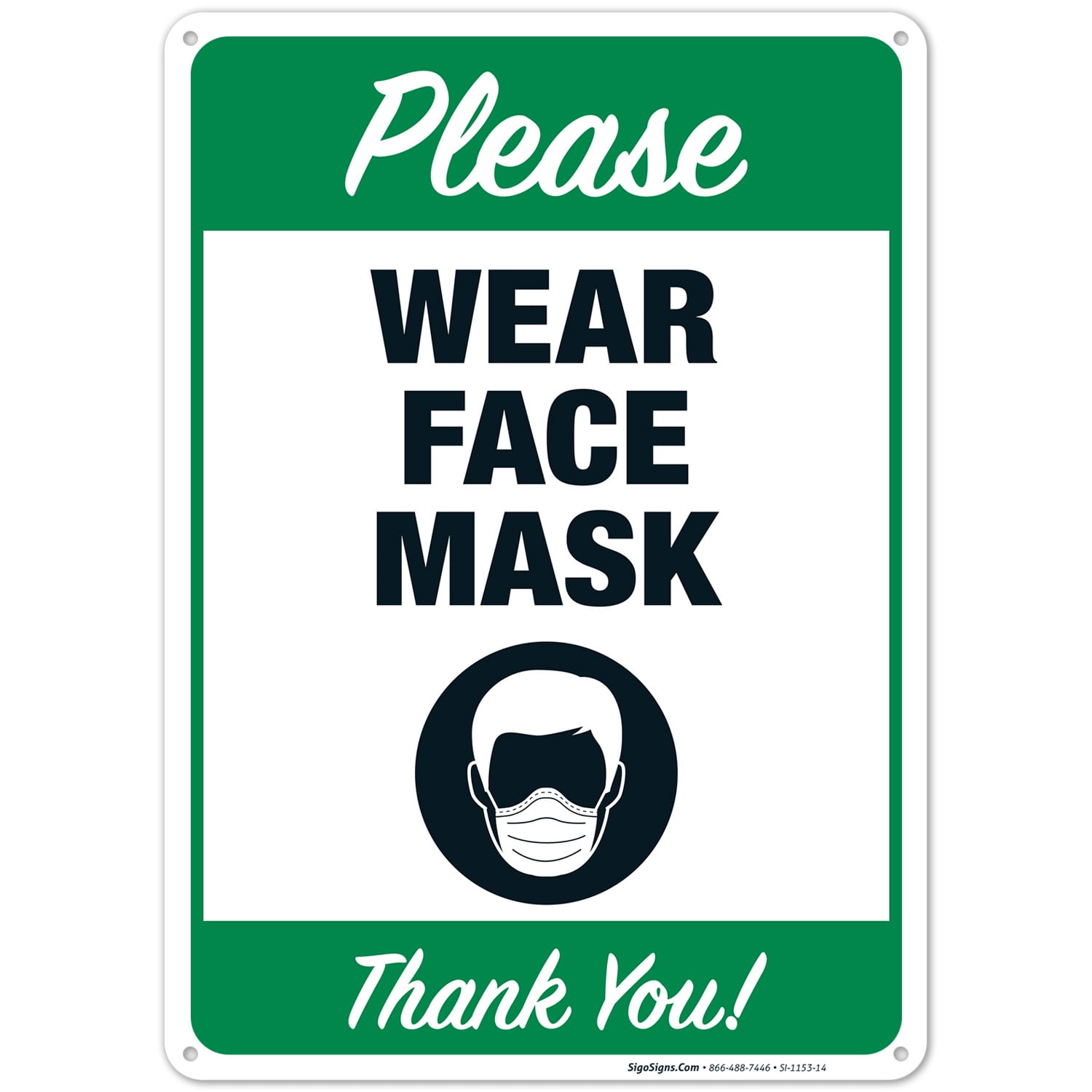Please Wear Face Mask Sign, Mask Required Sign, 10x14 Aluminum ...