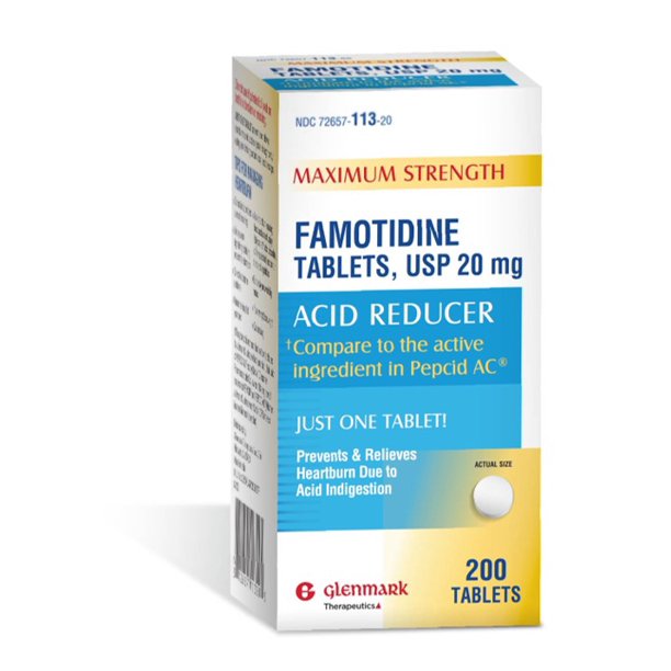 Glenmark Maximum Strength Famotidine Tablets 20 mg, Acid Reducer for ...