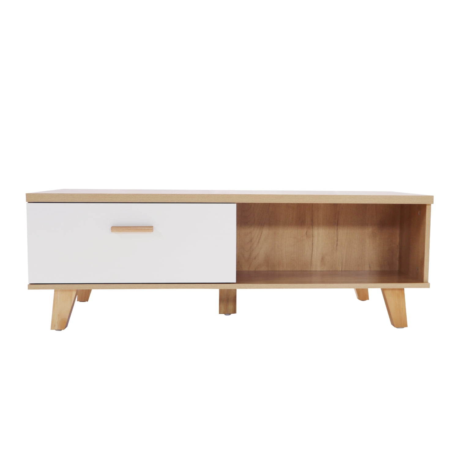 COFFEE TABLE，computer table, wood+white color, solid wood handles and ...