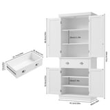 "Homfa White Freestanding 72.4"" Tall Bathroom Storage Cabinet with Drawer, 4 Rattan Door Modern ...