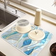 Dish Drying Mat for Kitchen Counter 16x18/18x24 Blue White Gold-line ...