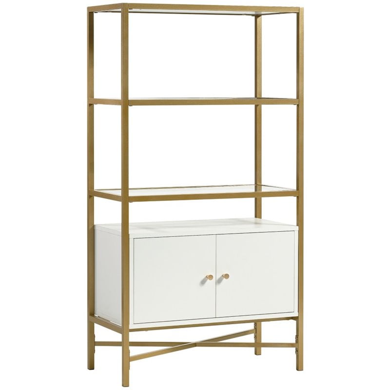 Click here for Pemberly Row Mid-Century 3 Glass Shelf Bookcase In... prices
