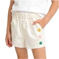 AHTJRT Elastic Waist Denim Shorts for Girls Cute Flower Printed Summer ...