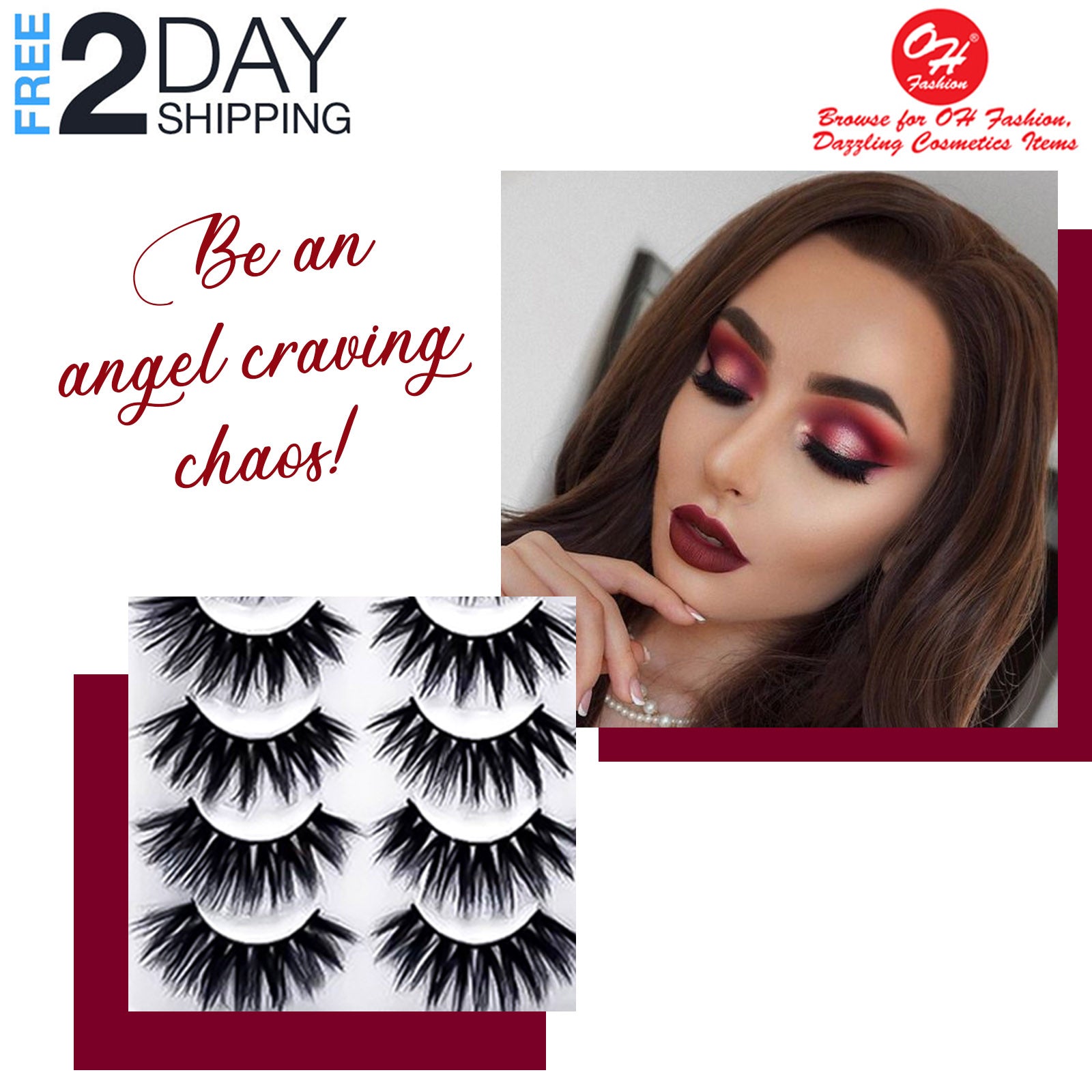 Buy OH Fashion False Lashes Bad Angel Matte Black Faux Mink – Multipack ...