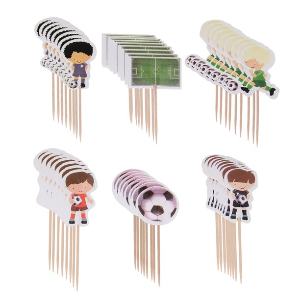 48PCS Football Boy Theme Cake Toppers Boys Party Cupcake Toppers Picks ...
