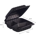 8X8 3-Compartment 50-Pack Plastic Clamshell Takeout Food Trays Heavy ...