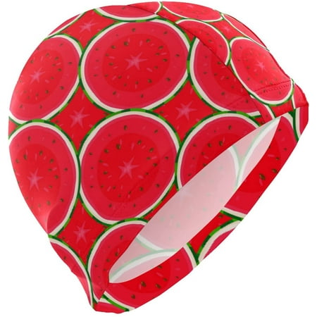 Wekity Swimming Cap Watermelon Hand Drawn Unisex Adult Wekity Polyester ...