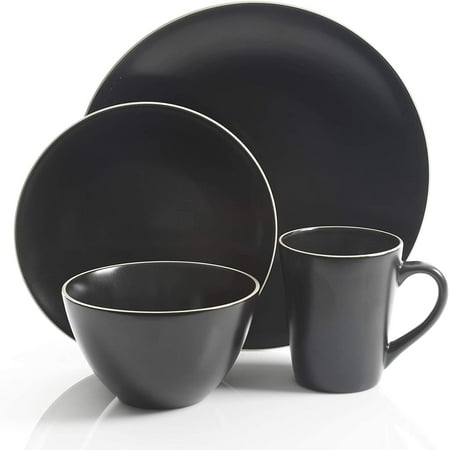 Gibson Elite Soho Lounge Matte Round 16 pc Dinnerware Set Black - Walmart.ca