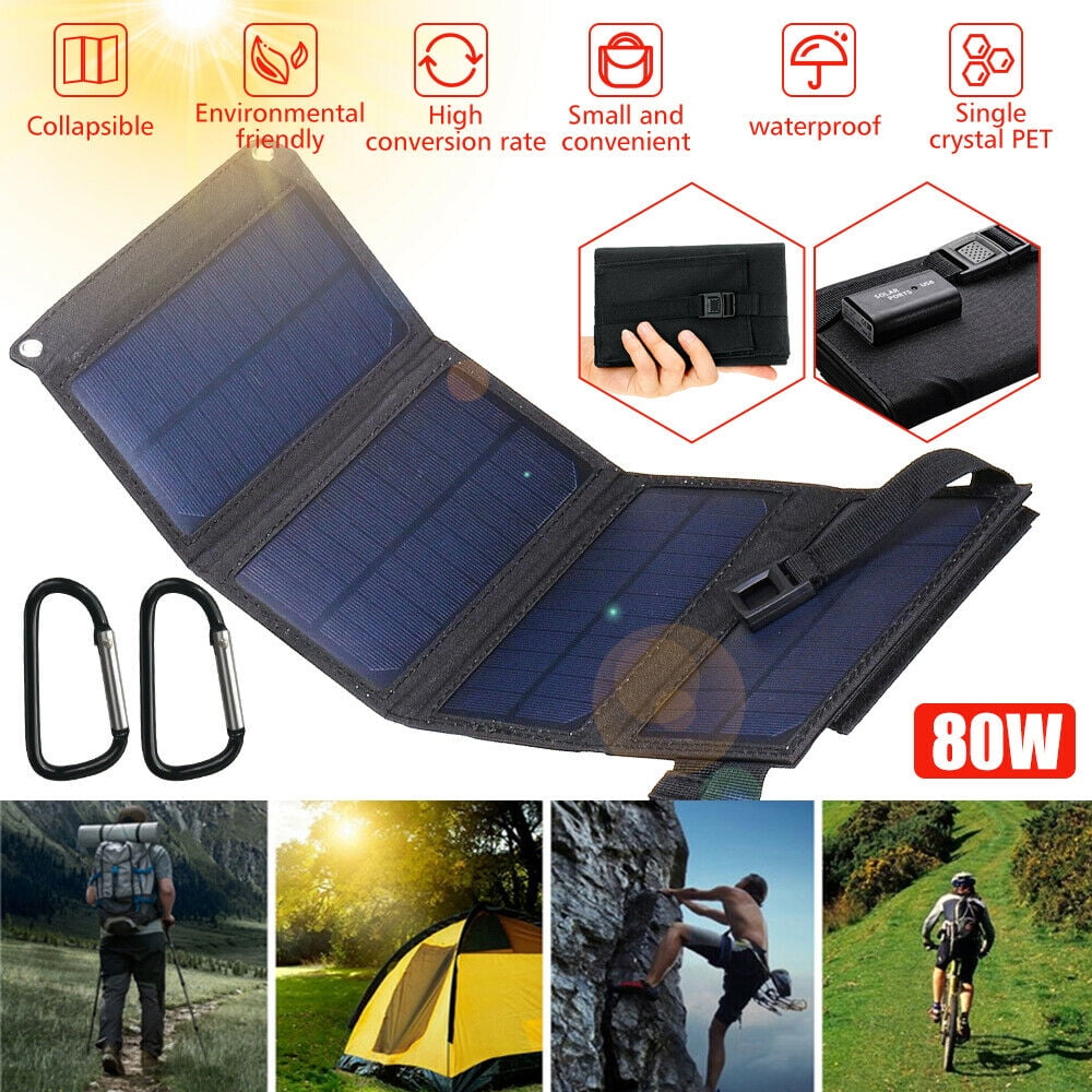 80W Solar Charger Solar Panel Portable Solar Phone Charger Waterproof ...