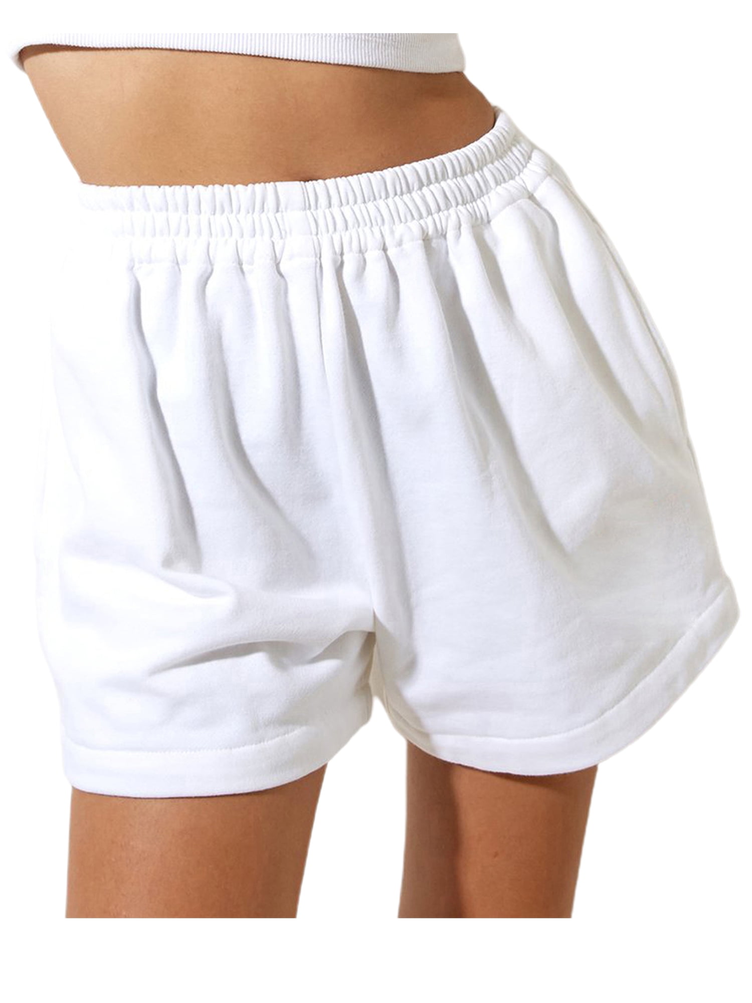 Eyicmarn Women Sweat Shorts High Waist Wide Leg Sports Workout Shorts
