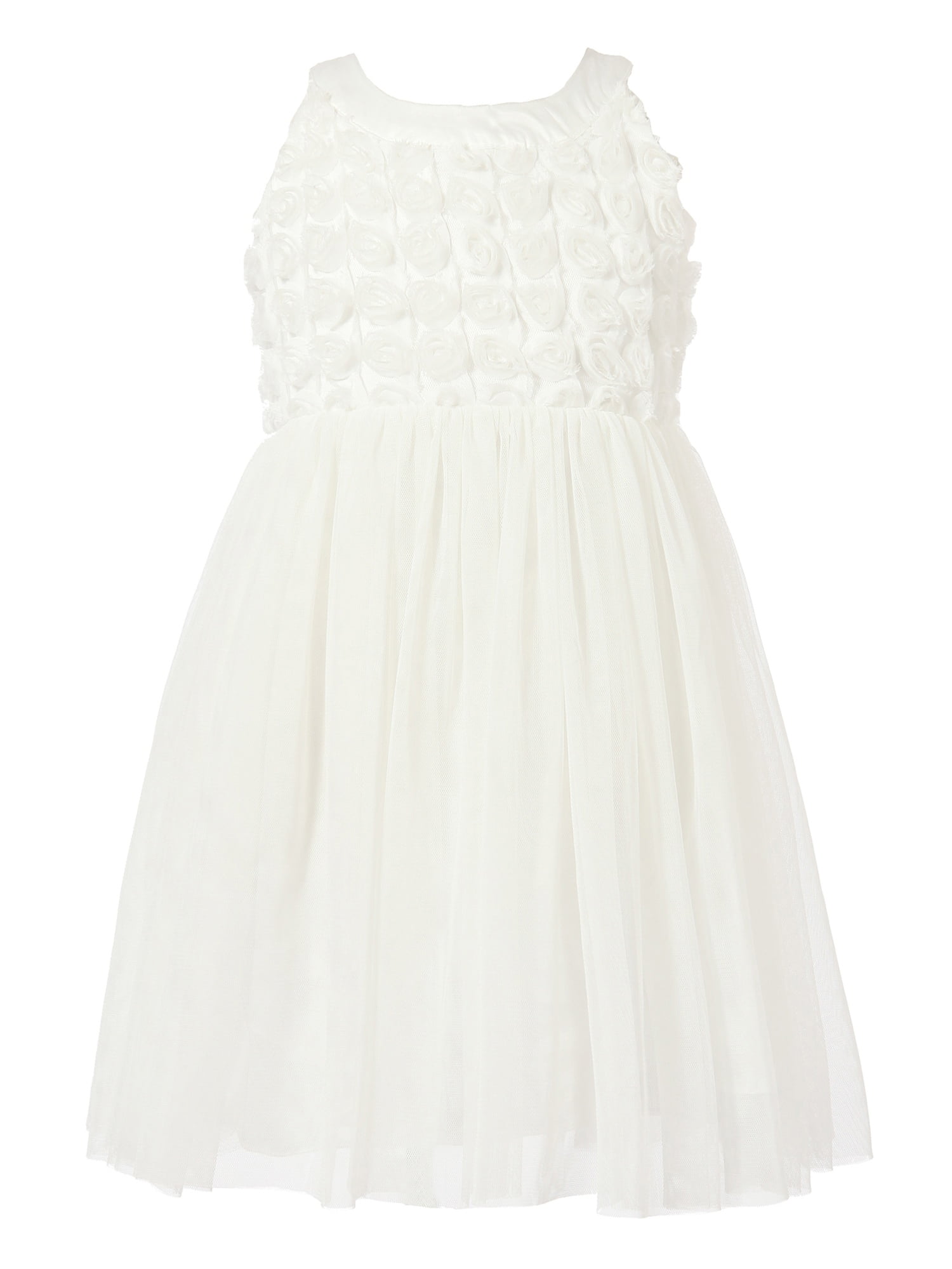 Little Girls White Rosette Layered Mesh Bottoms Dress 4/5 - Walmart.com