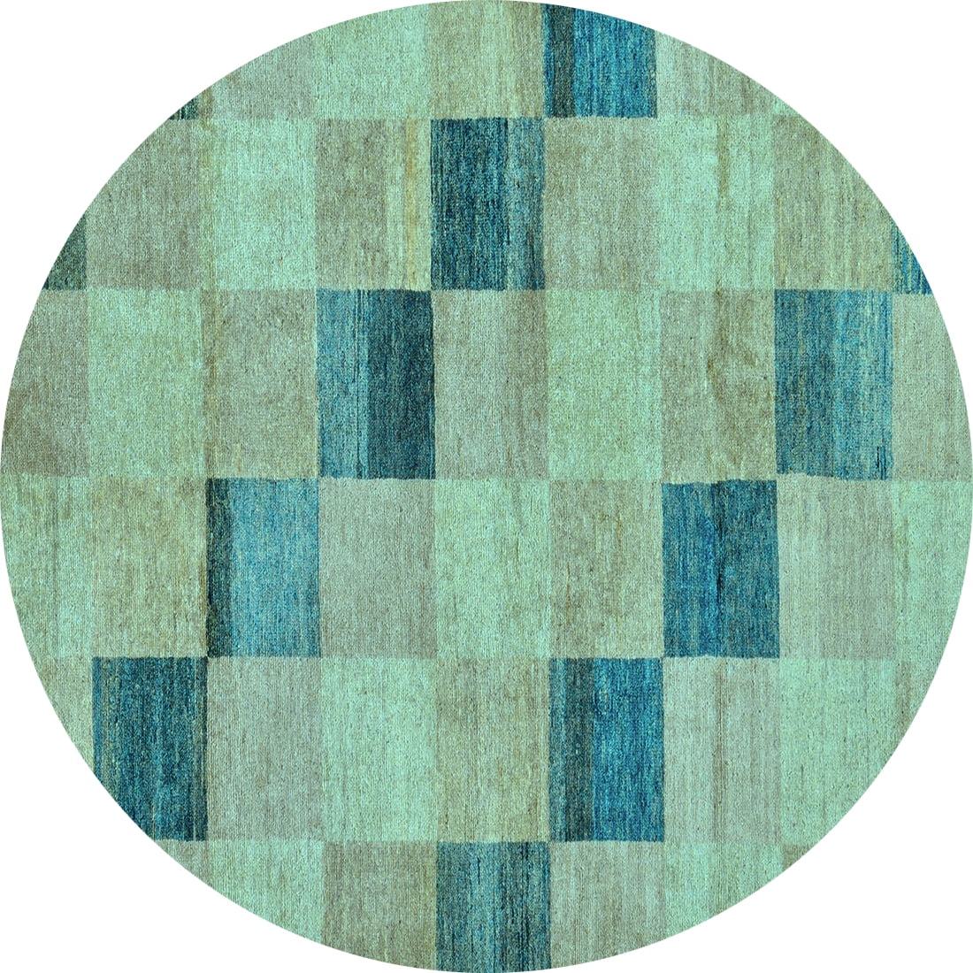 Ahgly Company Indoor Round Checkered Light Blue Modern Area Rugs, 8 ...