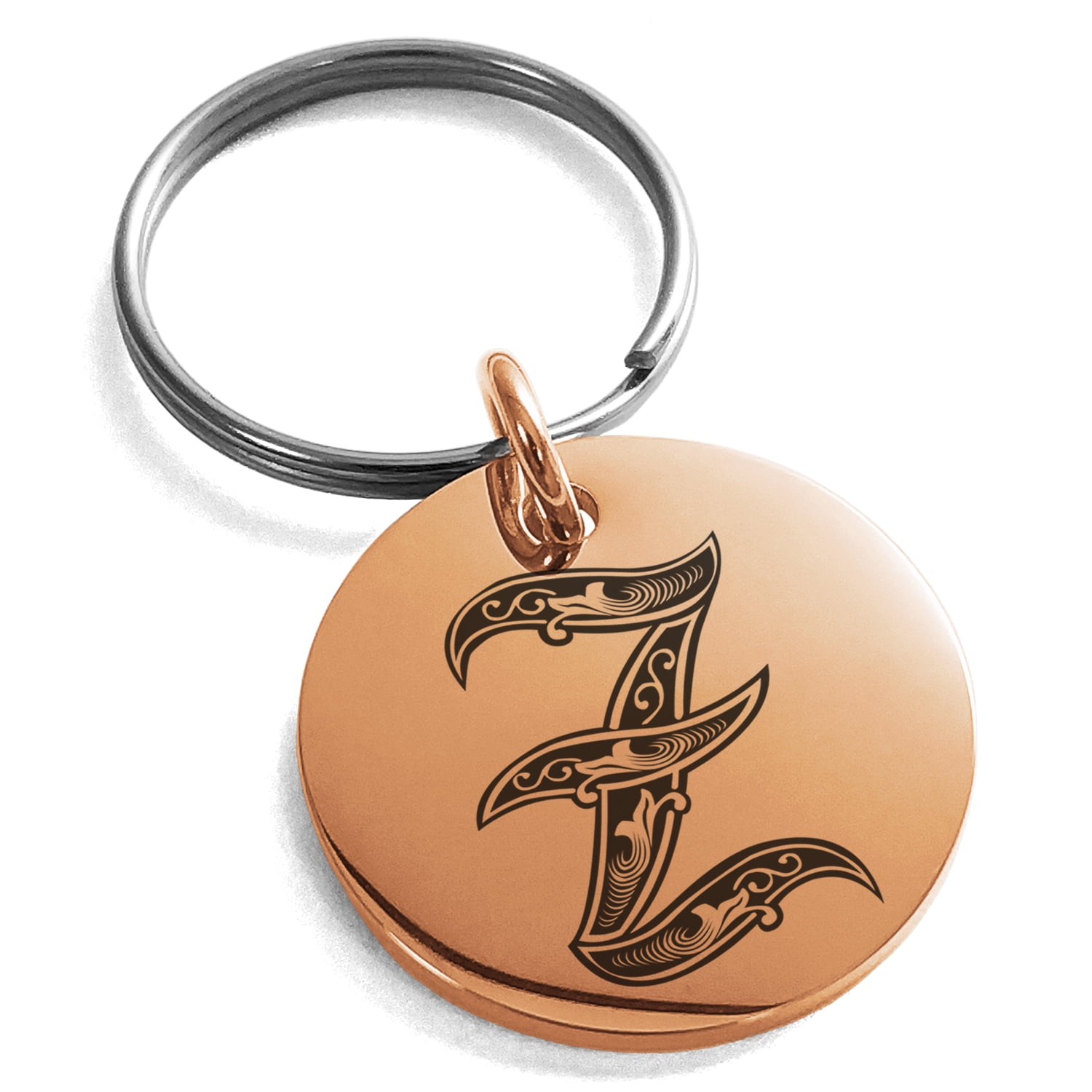 Stainless Steel Letter Z Initial Royal Monogram Engraved Small ...